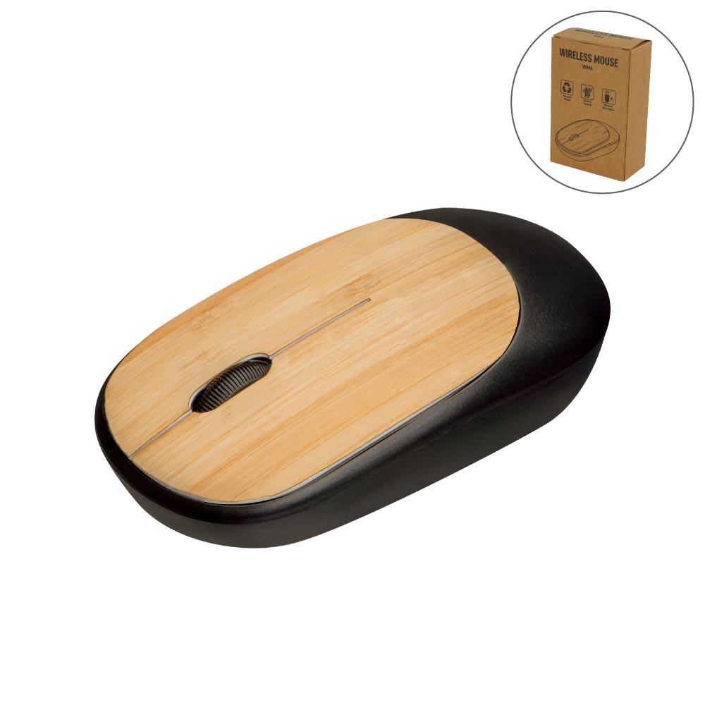 Bamboo Wireless Mouse in Black Color | Magic Trading Company -MTC
