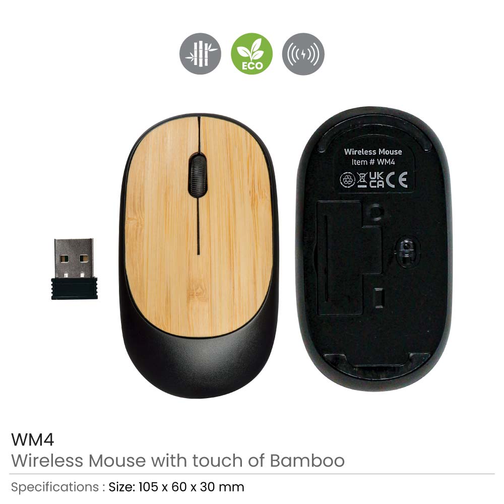 Bamboo Wireless Mouse in Black Color | Magic Trading Company -MTC