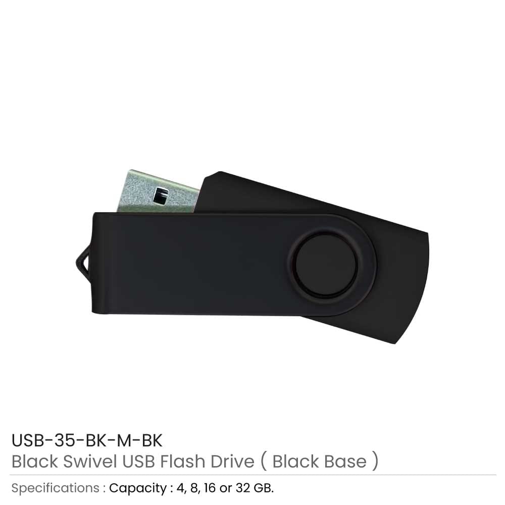 Black swivel USB | Promotional USB Drives | Magic Trading Company -MTC