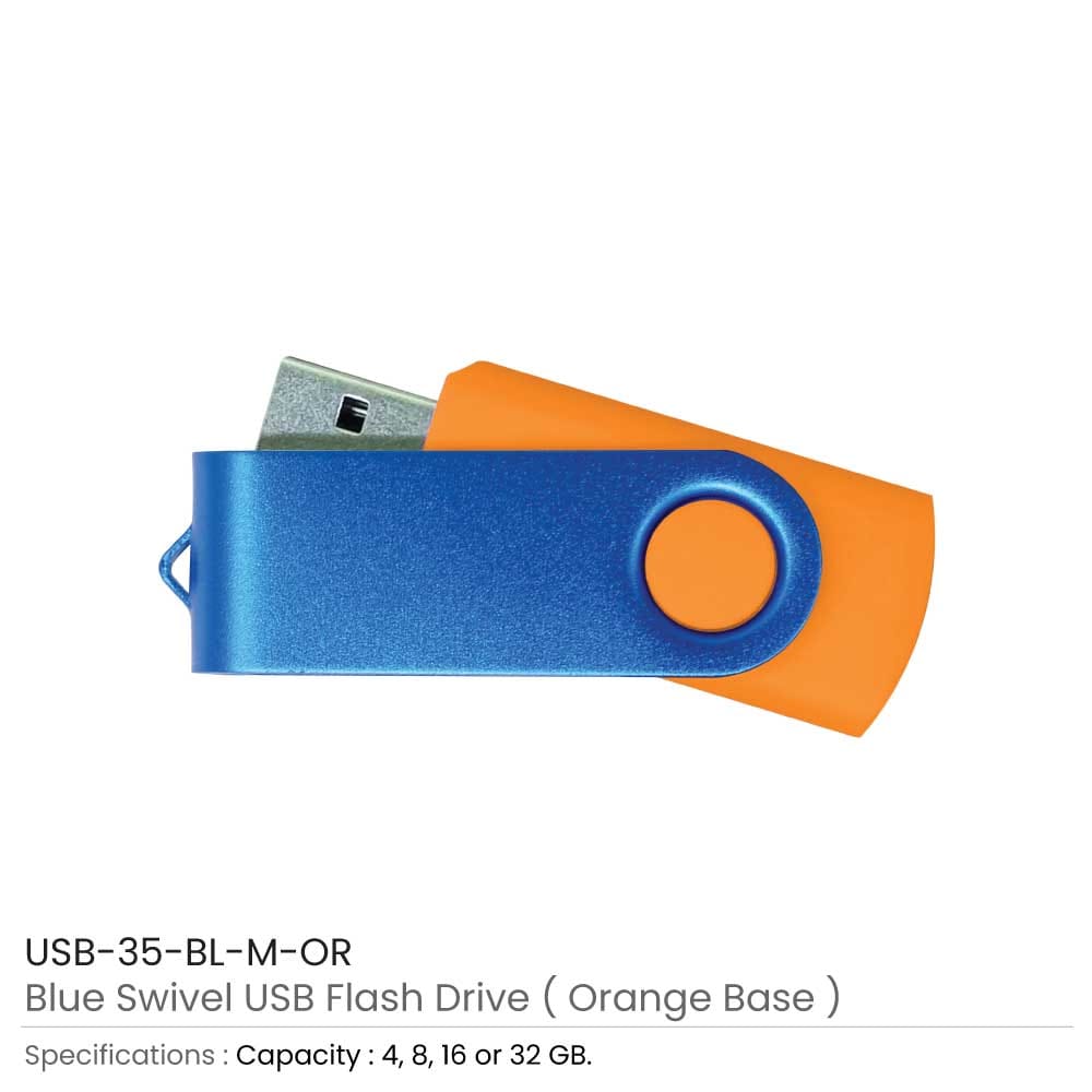 Matt Blue Swivel USB | Promotional USB | Magic Trading Company