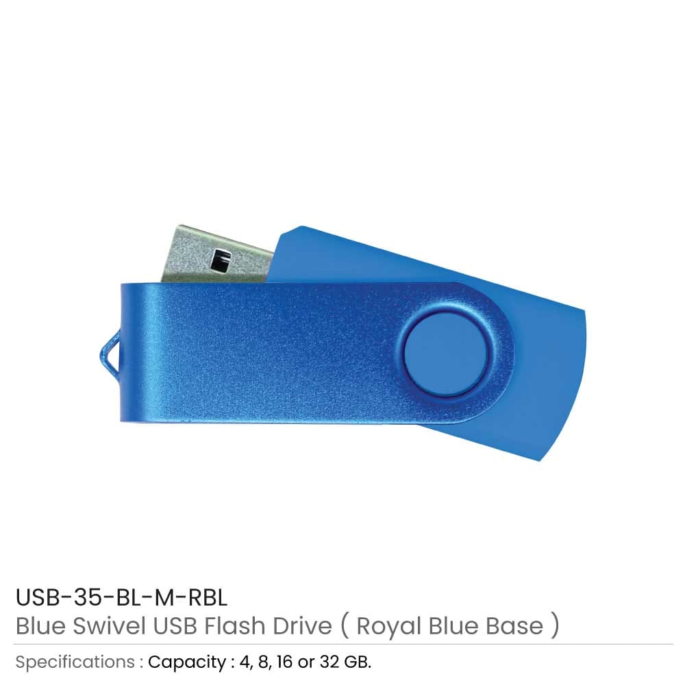 Matt Blue Swivel USB | Promotional USB | Magic Trading Company