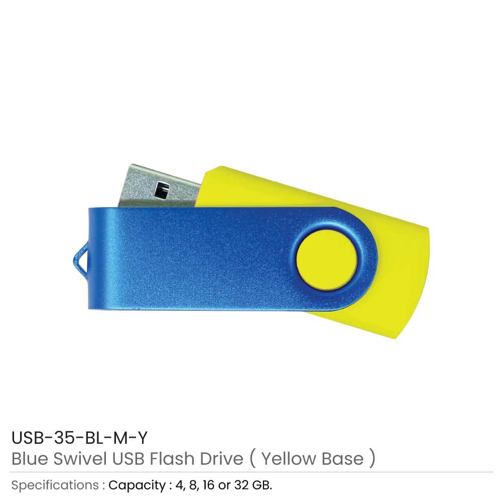 Matt Blue Swivel USB | Promotional USB | Magic Trading Company