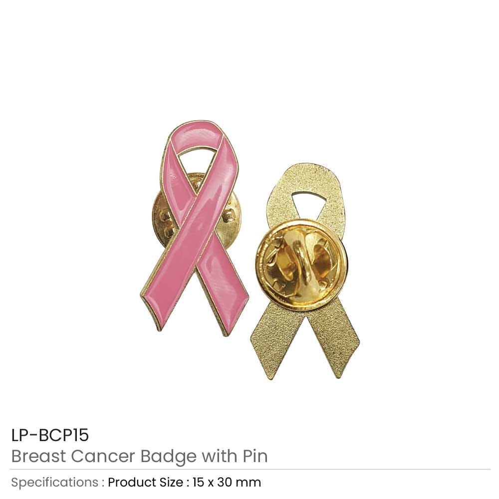 Breast Cancer Awareness Badges with Pin / Gold Magnet | Magic Trading ...