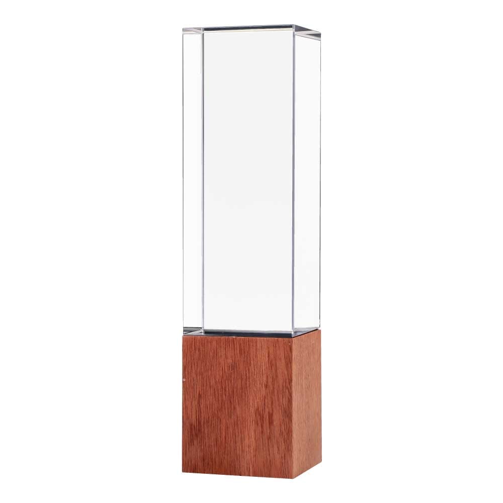 Cuboid Shaped Crystal Awards with Wooden Base | Magic Trading Company -MTC