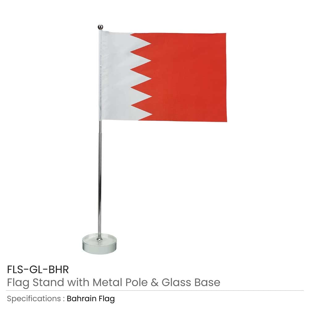 Flag with Metal Pole & Clear Glass Round Base | Magic Trading Company -MTC