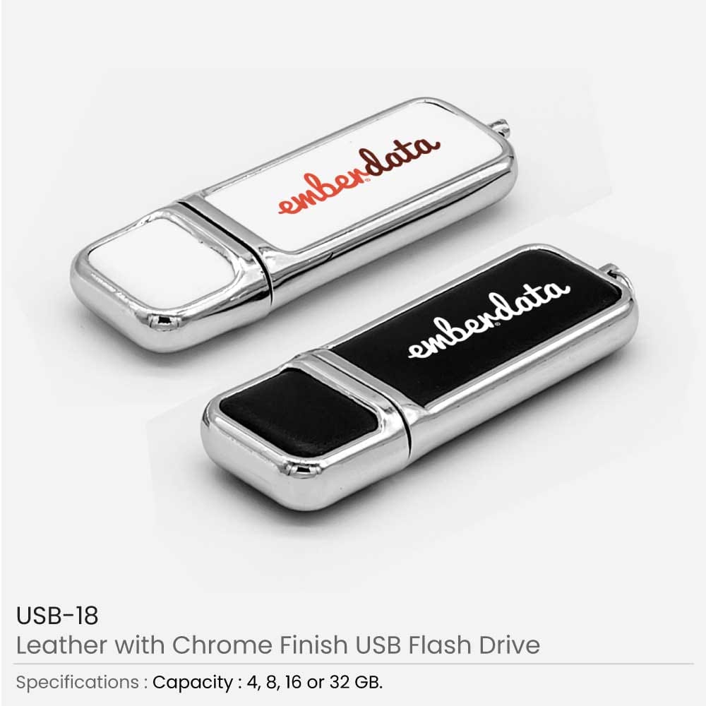 Leather with Chrome USB | Promo USB Branding | Magic Trading Company -MTC