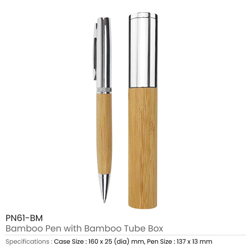 Metal and Bamboo Pens with Tube Box | Magic Trading Company -MTC