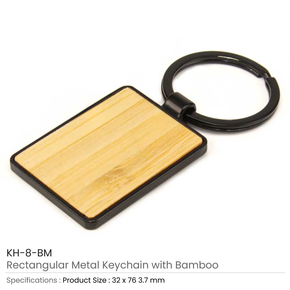 Metal Keychains with Bamboo | Magic Trading Company -MTC