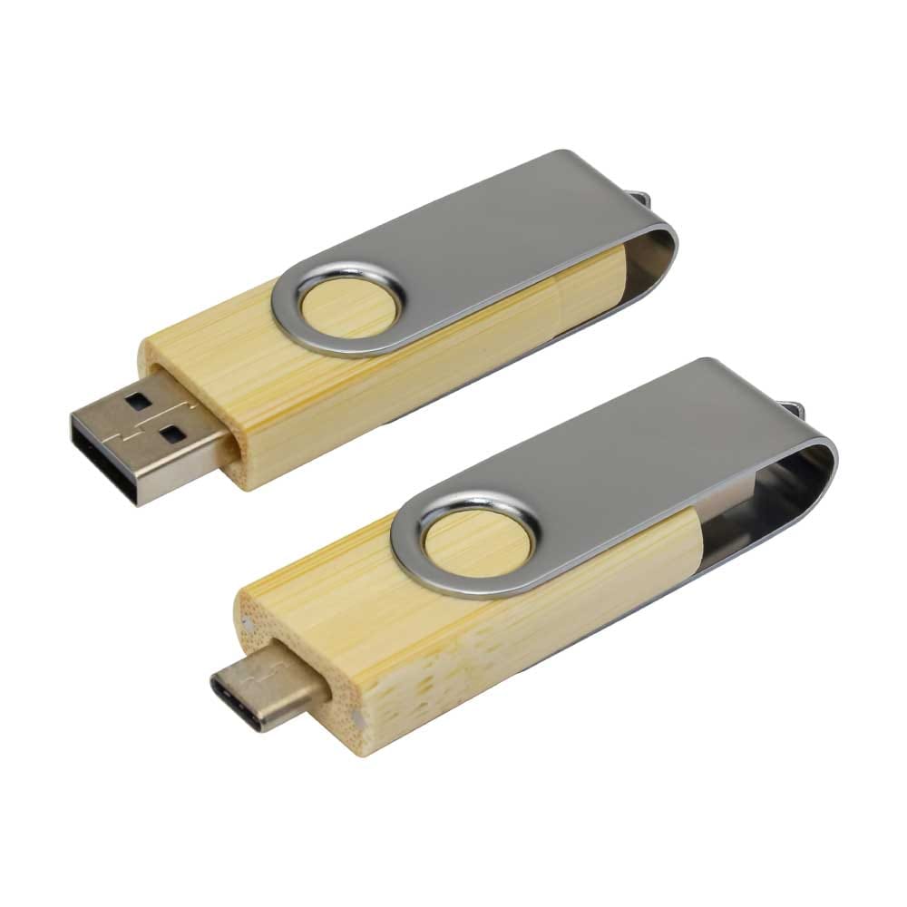 OTG Bamboo Swivel USB Flash Drives 32GB Type C | Magic Trading Company -MTC