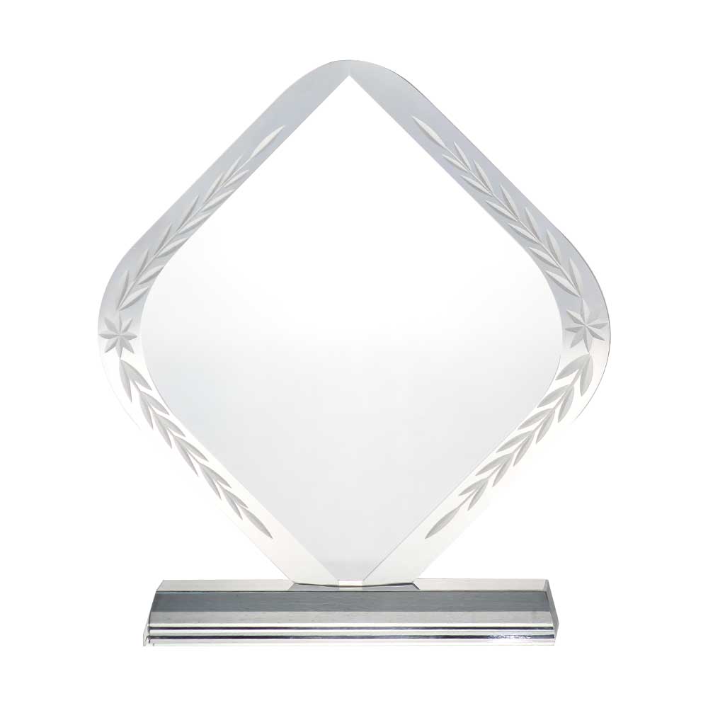 Rhombus Shaped Crystal Awards with Engraved Design & Box | Magic ...