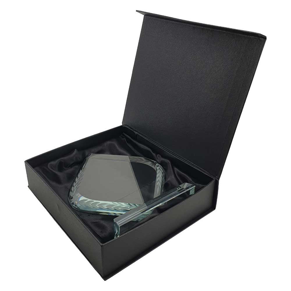 Rhombus Shaped Crystal Awards with Engraved Design & Box | Magic ...