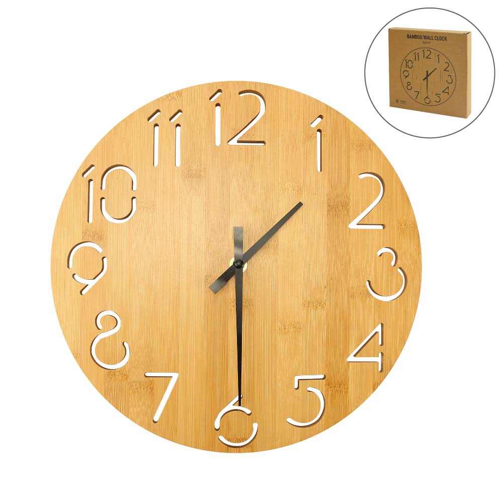 Round Bamboo Wall Clock, 28 cm Dia, Type Analog | Magic Trading Company ...
