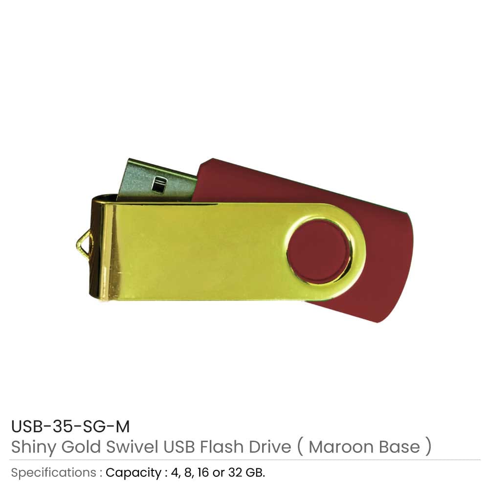 Gold Swivel USB | Promotional Swivel USB | Magic Trading Company -MTC