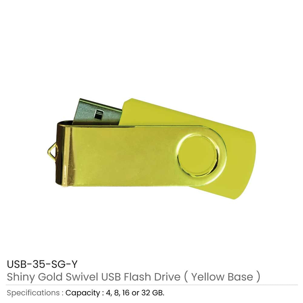 Gold Swivel USB | Promotional Swivel USB | Magic Trading Company -MTC