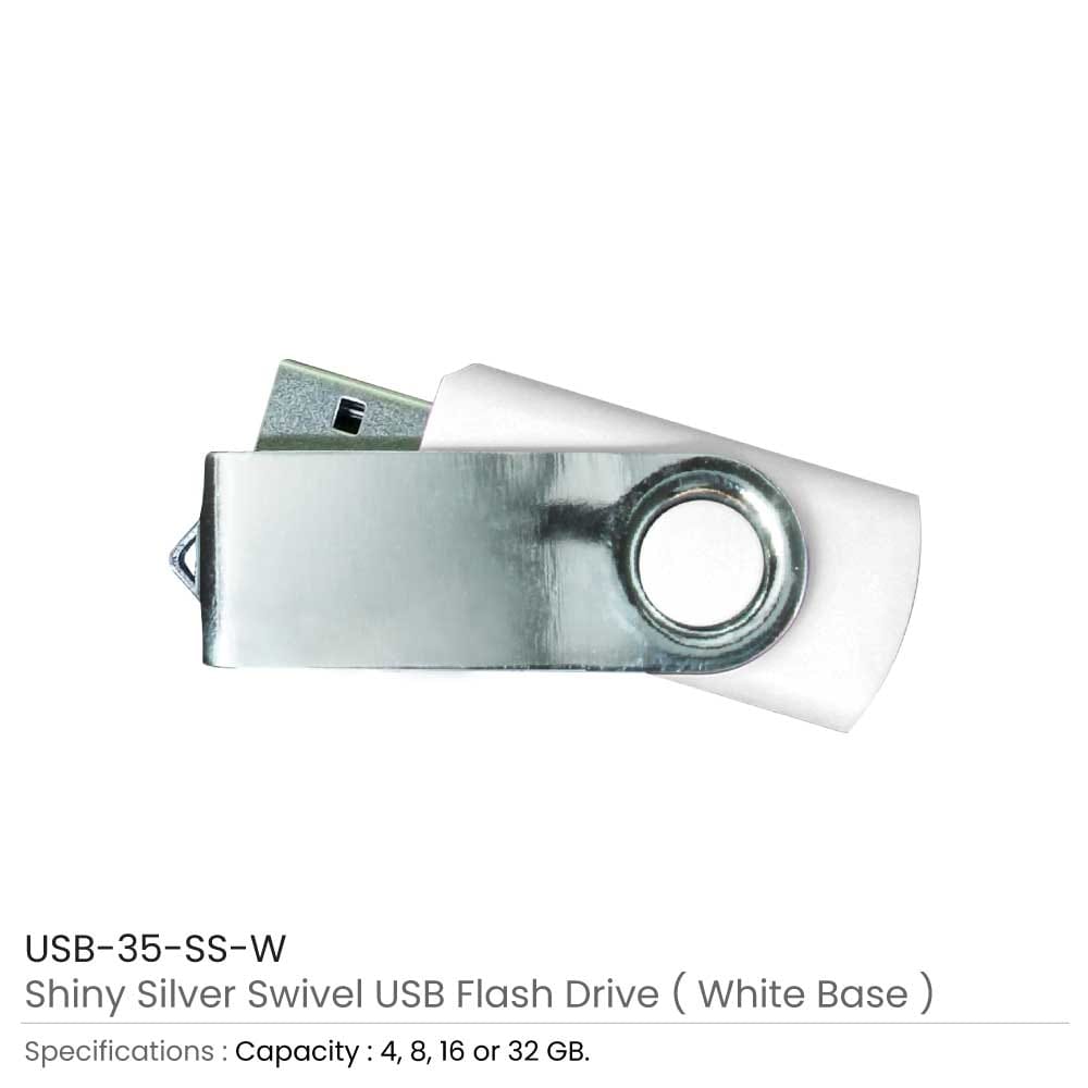 Silver Swivel USB | Promotional Logo USB Flash | Magic Trading Company -MTC