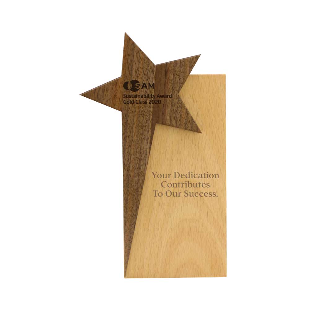 Star Design Wooden Trophy Award with Gift Box | Magic Trading Company -MTC