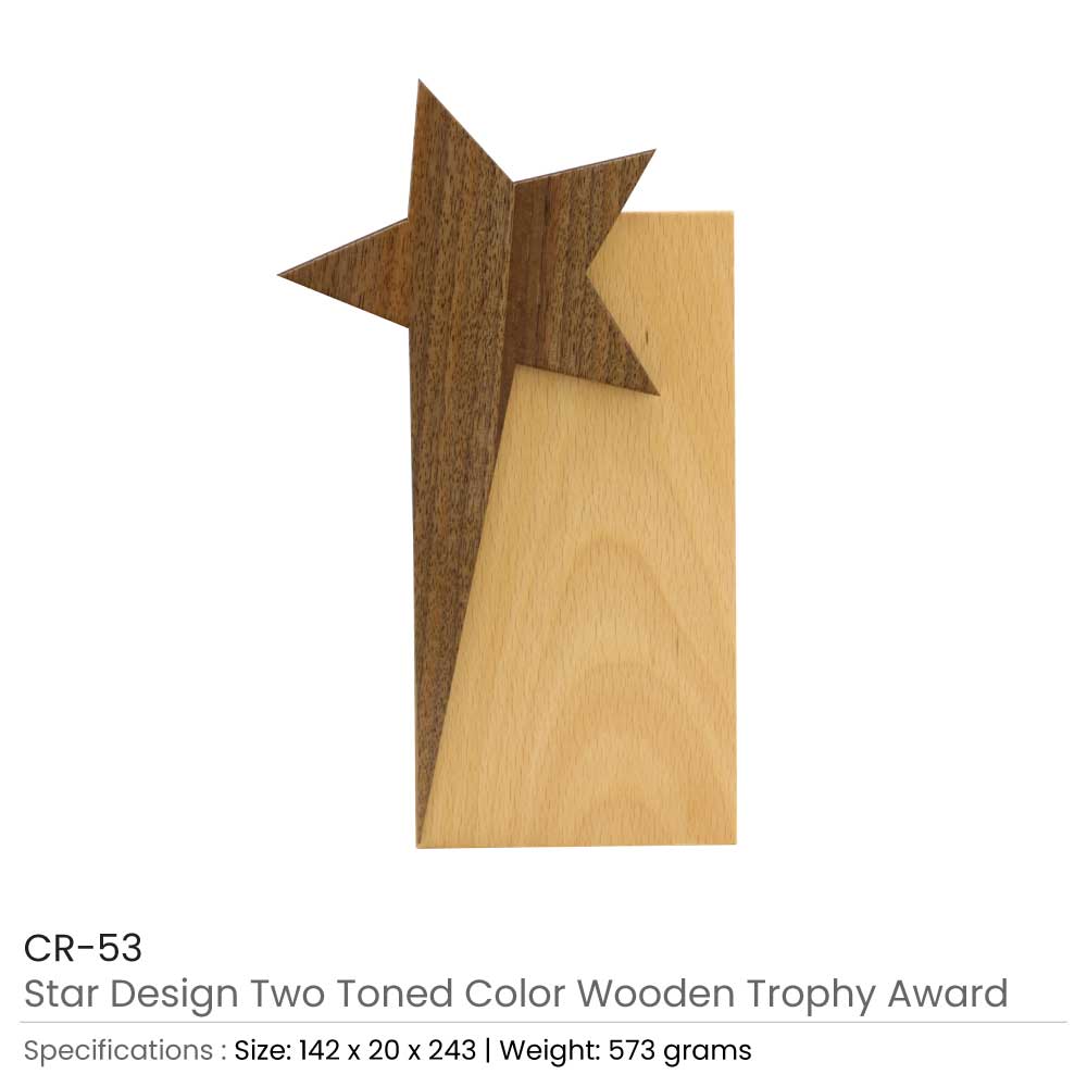 Star Design Wooden Trophy Award with Gift Box | Magic Trading Company -MTC