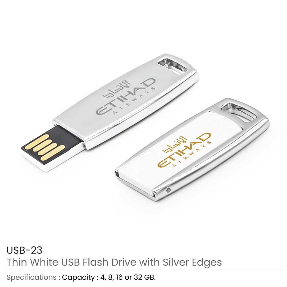 Thin White USB | Promotional Logo USB Flash | Magic Trading Company -MTC