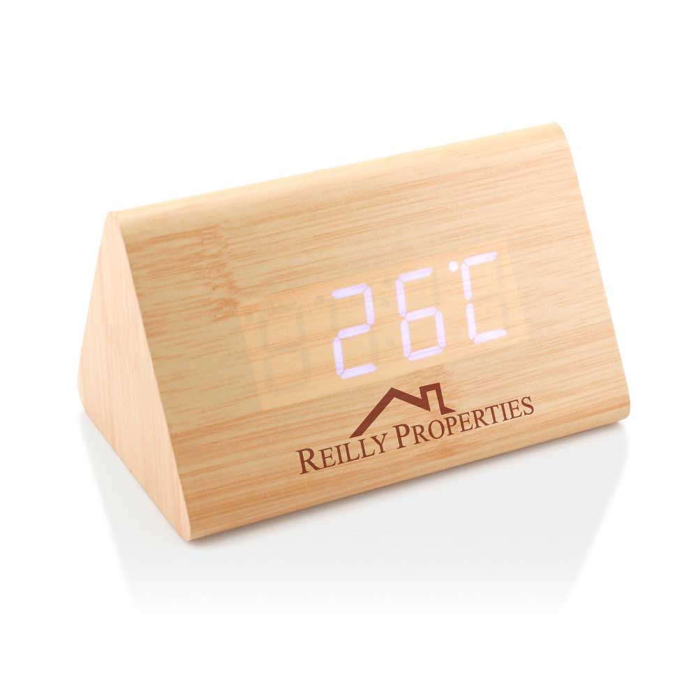 Triangular Wooden Digital Desk Clock Eco-Friendly Triangular Wooden Digital Desk Clock Eco-Friendly